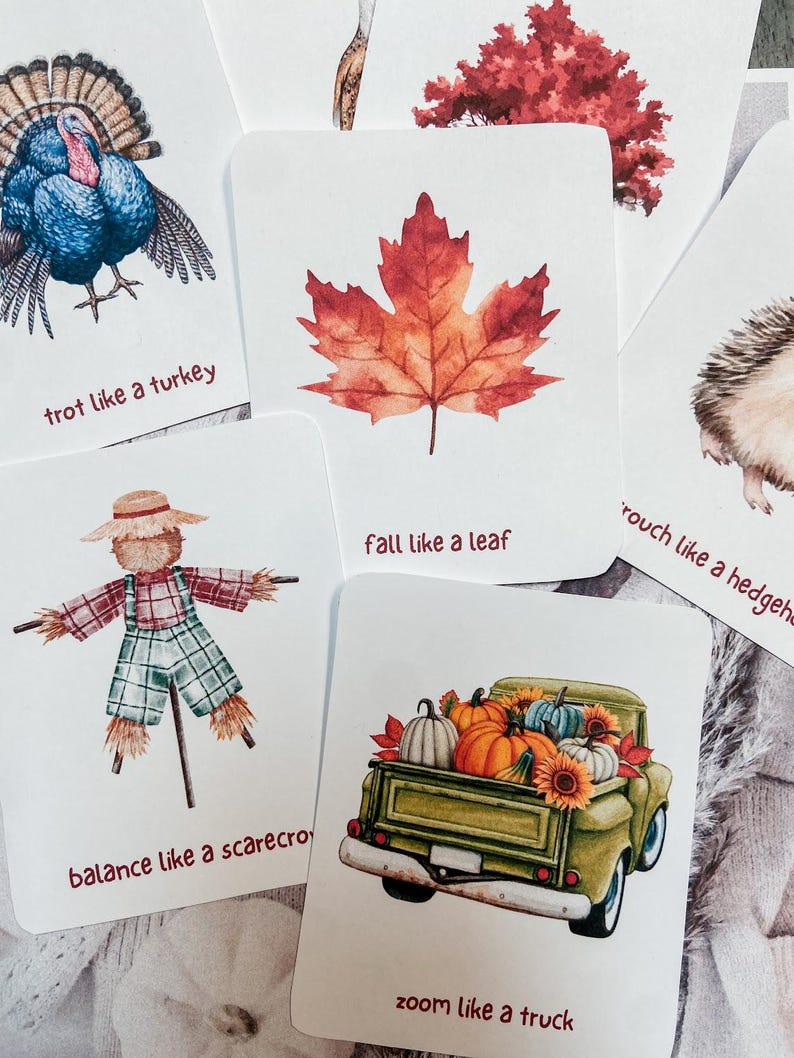 Fall Movement Cards | Brain Break Cards for Fall | Gross Motor Activity ...