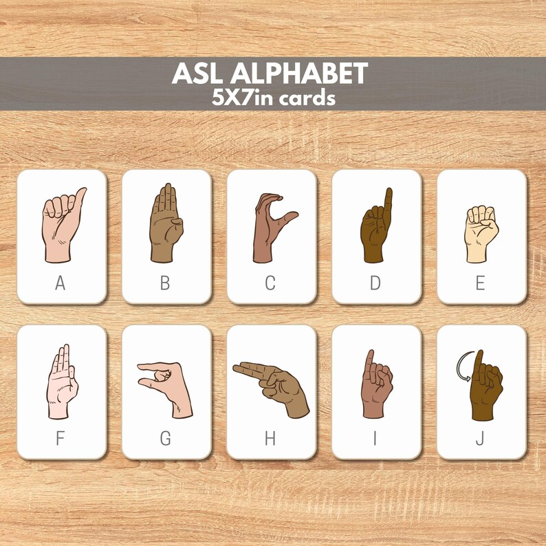 American Sign Language Alphabet Flash Cards: ASL Learning, Homeschool ...