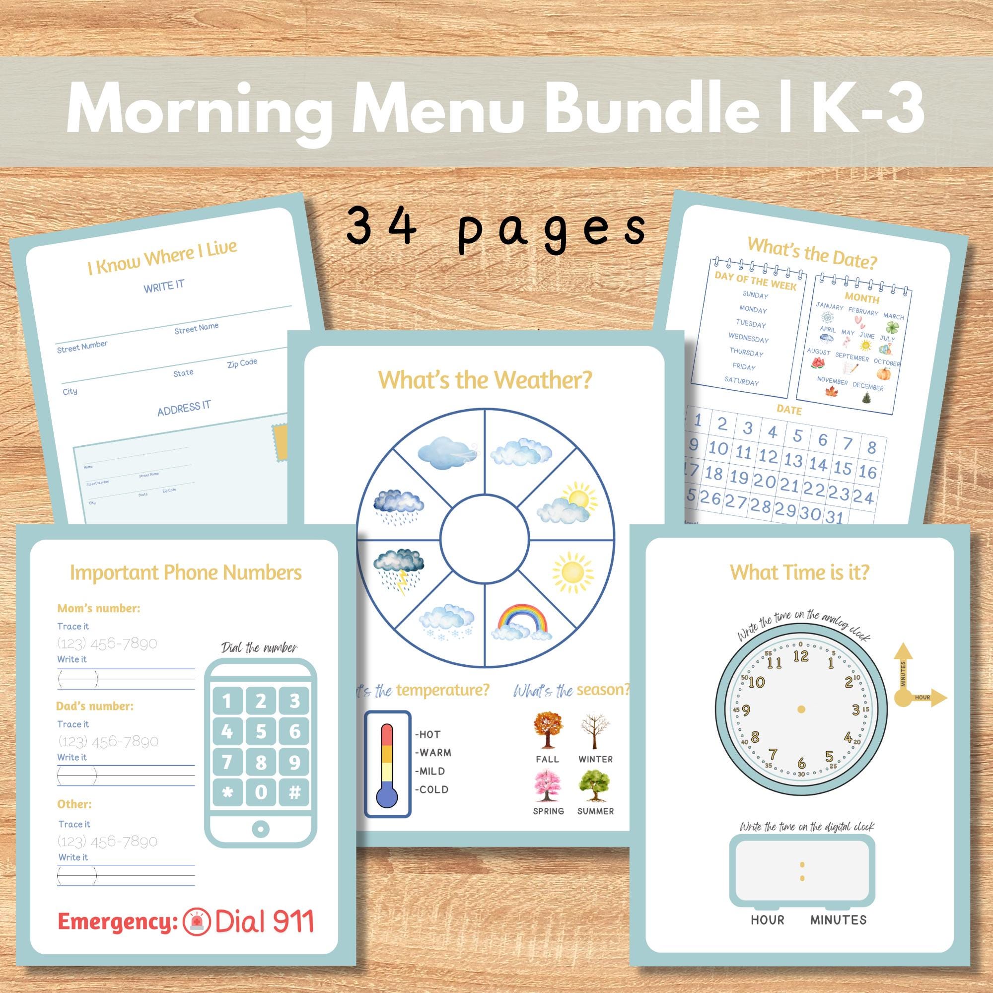 Elementary Morning Menu, Homeschool K-3 Printable (editable, Digital ...