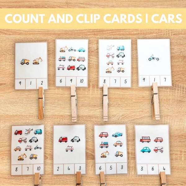 Count and Clip Cards - Etsy