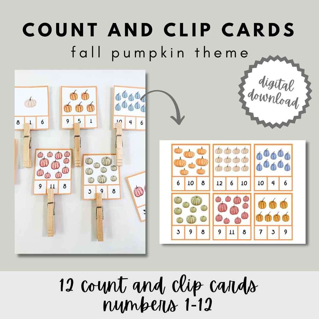 Pumpkin Counting Cards for Fall Preschool Learning Activities - Etsy
