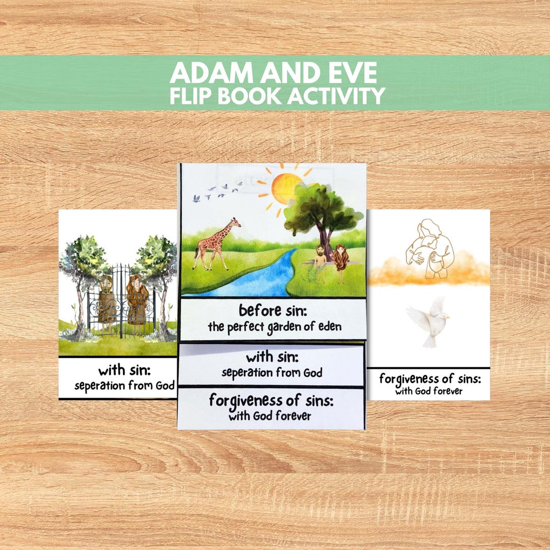 Adam and Eve Flip Book Activity, Bible Lesson (digital Download) - Etsy