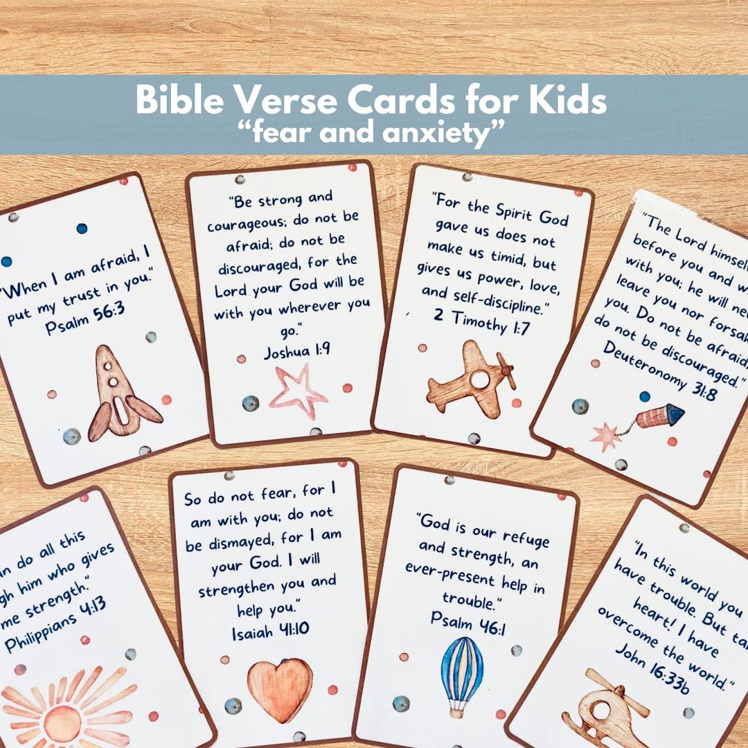 Bible Memory Verse Scripture Cards for Kids, Overcoming Fear and ...