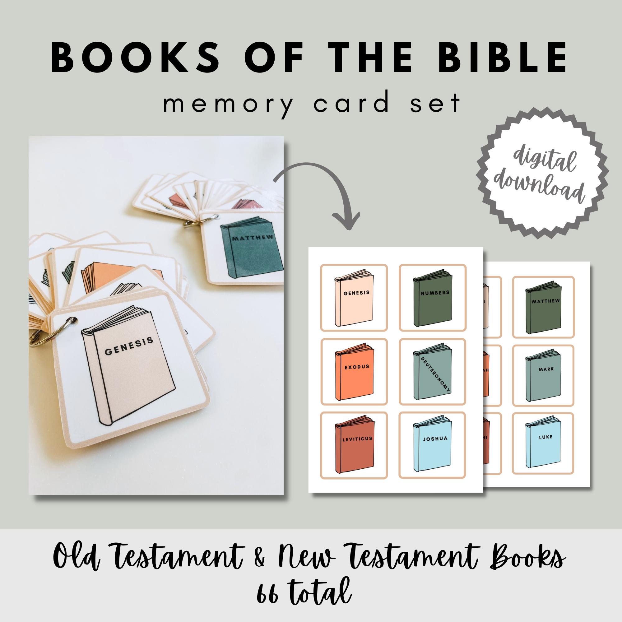 Bible Books Flashcards, Old and New Testament Memory Game (digital ...