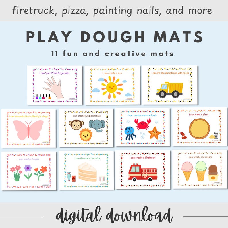 Play Dough Mats Bundle for Sensory Play and Messy Play - Play Doh Mats ...
