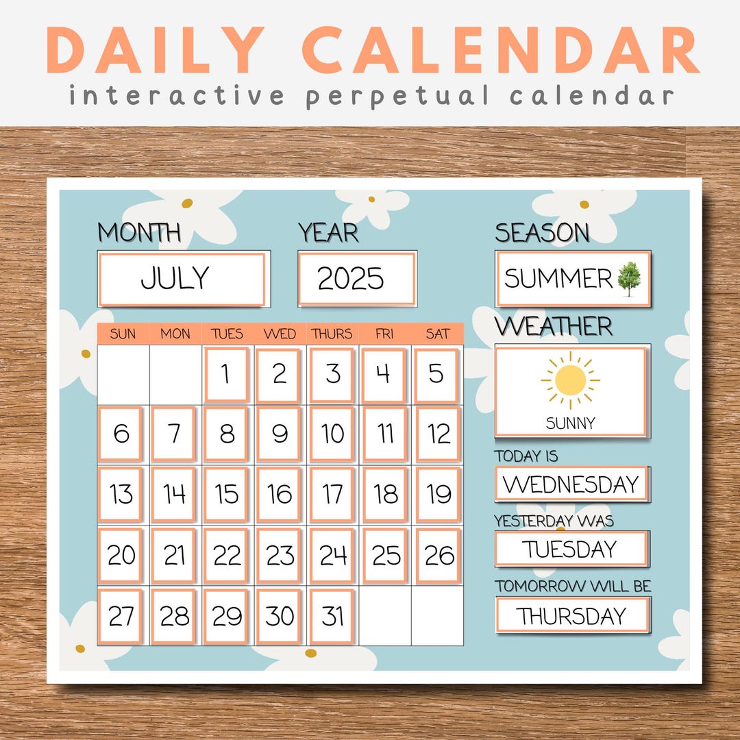 Kids Perpetual Calendar, Printable Daily Calendar, Homeschool Resources ...