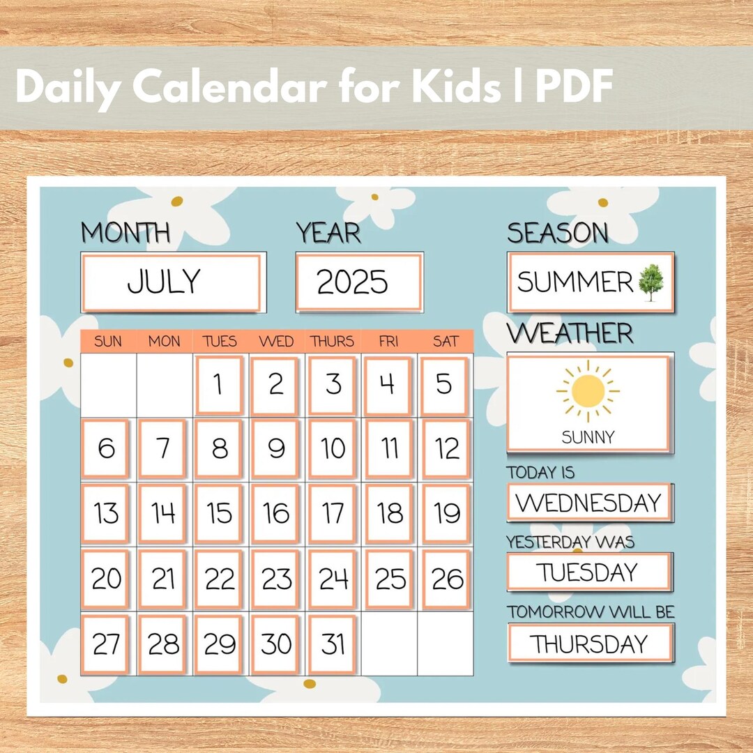Perpetual Calendar for Kids Daily Calendar Homeschool Printables ...