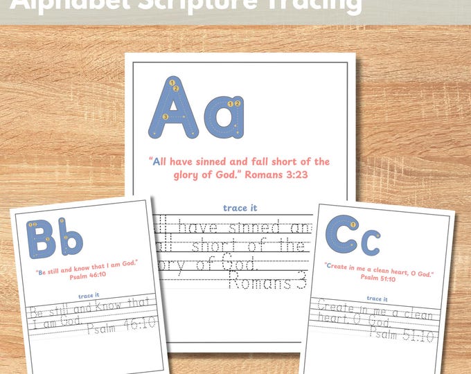 Bible Memory Cards for Kids, Alphabet Tracing Cards, Bible ABC Cards ...