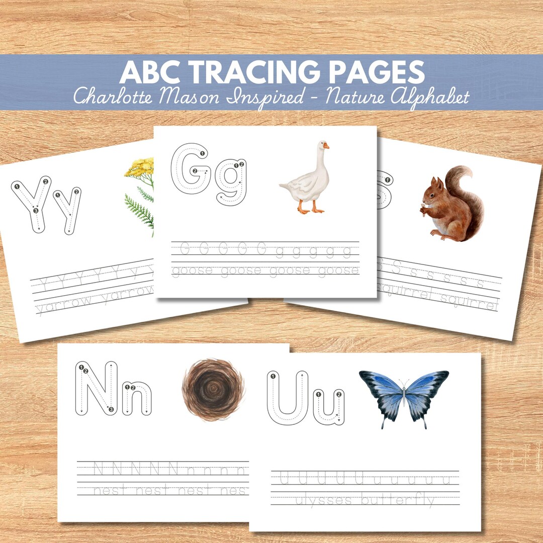 Nature Alphabet Handwriting Practice Pages: Charlotte Mason Homeschool ...