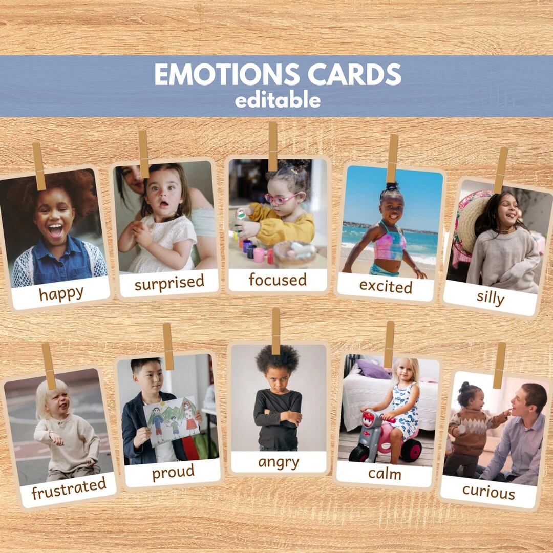 Montessori Emotions Flashcards – Real Pictures, Editable (PDF) - Etsy
