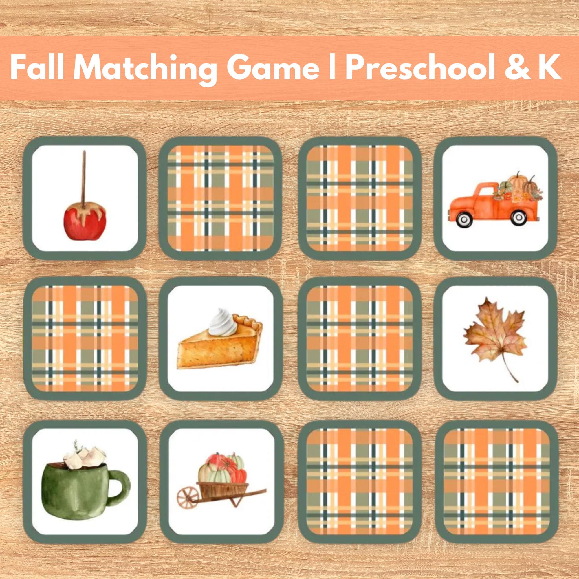 Fall Matching Game for Kids | Memory Game Autumn Activity | Montessori ...