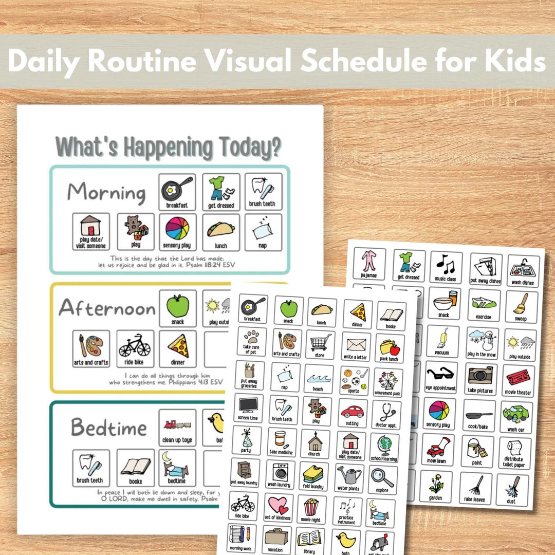 Visual Schedule Daily Routine Chart for Kids, Morning, Afternoon ...