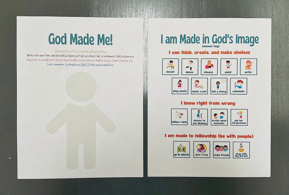 Made in God's Image Printable Bible Lesson: God Made Me Activity ...