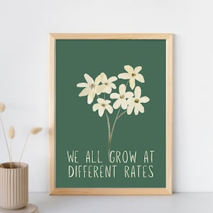 We All Grow at Different Rates Print, Mental Health Poster (digital ...