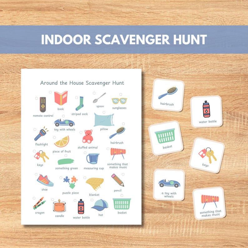 Indoor Printable Scavenger Hunt for Kids, Toddlers, Preschool | Indoor ...