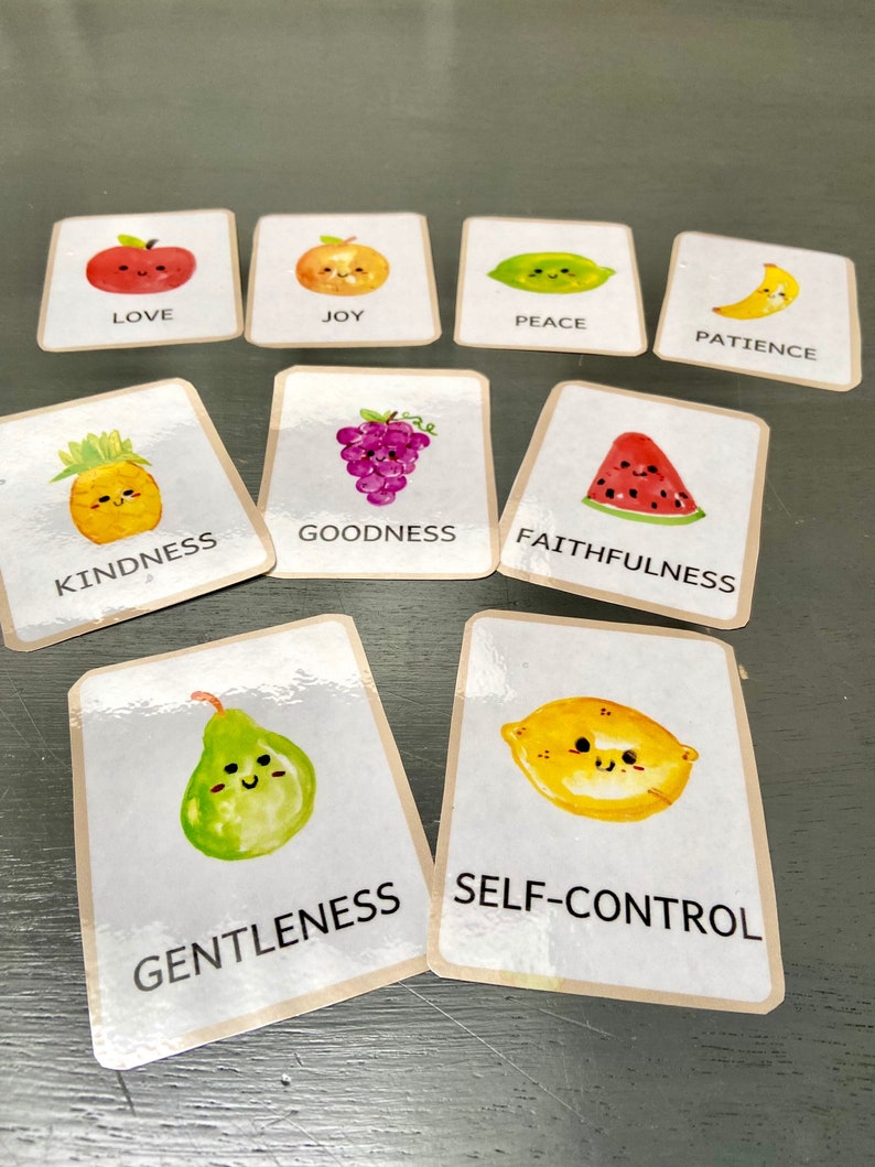 Fruit of the Spirit Printable Cards for Kids | Galatians 5 22 23, Bible ...