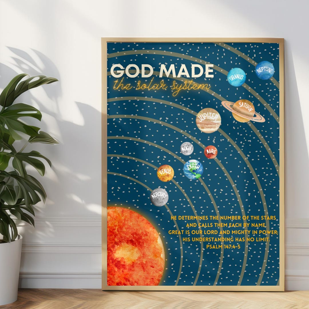 Solar System Art Print, God Created, Classroom Poster (digital Download ...