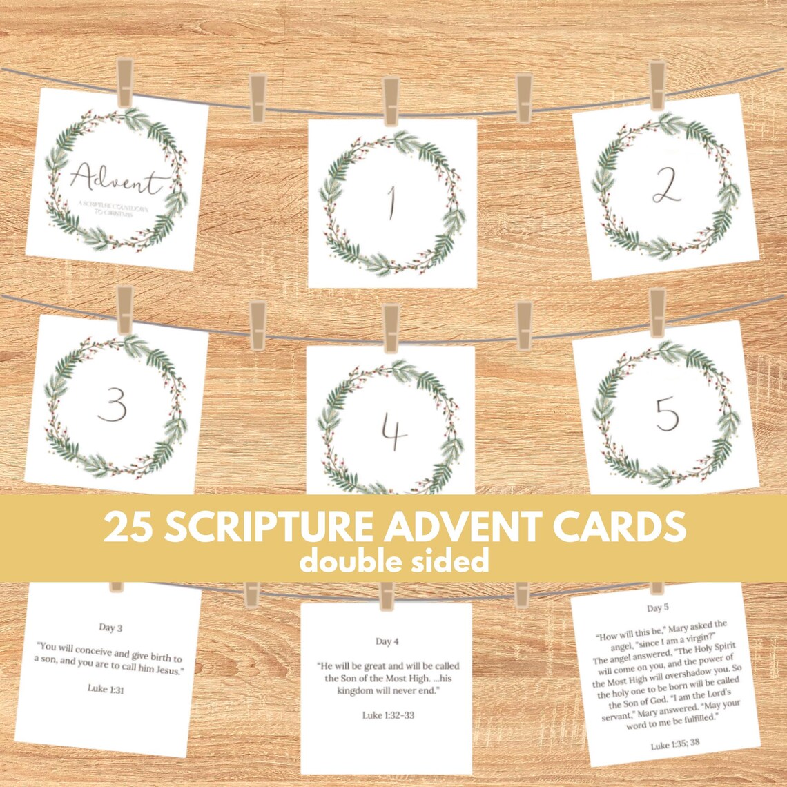 Scripture Advent Christmas Countdown Cards | Printable Nativity ...