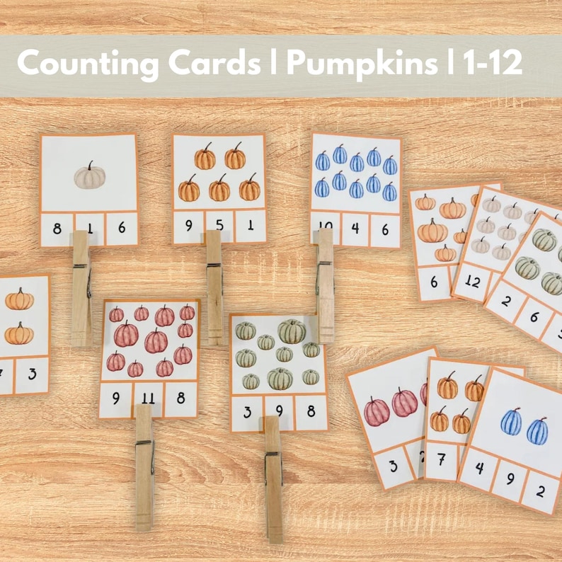 Count and Clip Cards Pumpkins, Printable Fall Math Activity, Counting ...