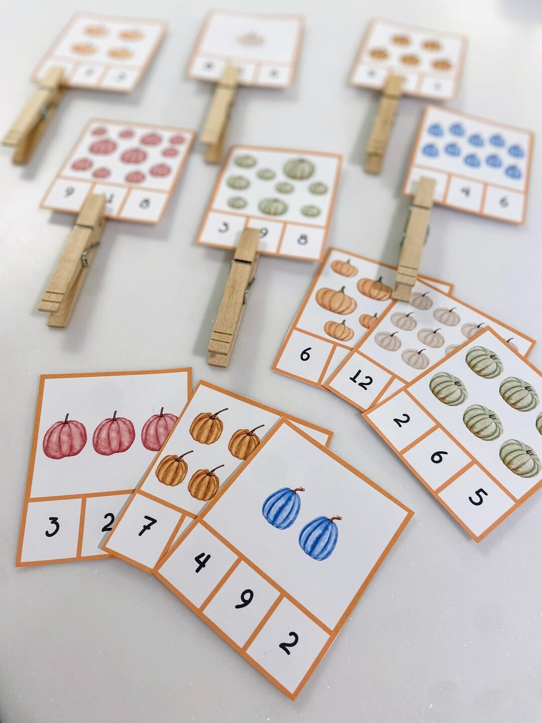 Count and Clip Cards Pumpkins, Printable Fall Math Activity, Counting ...