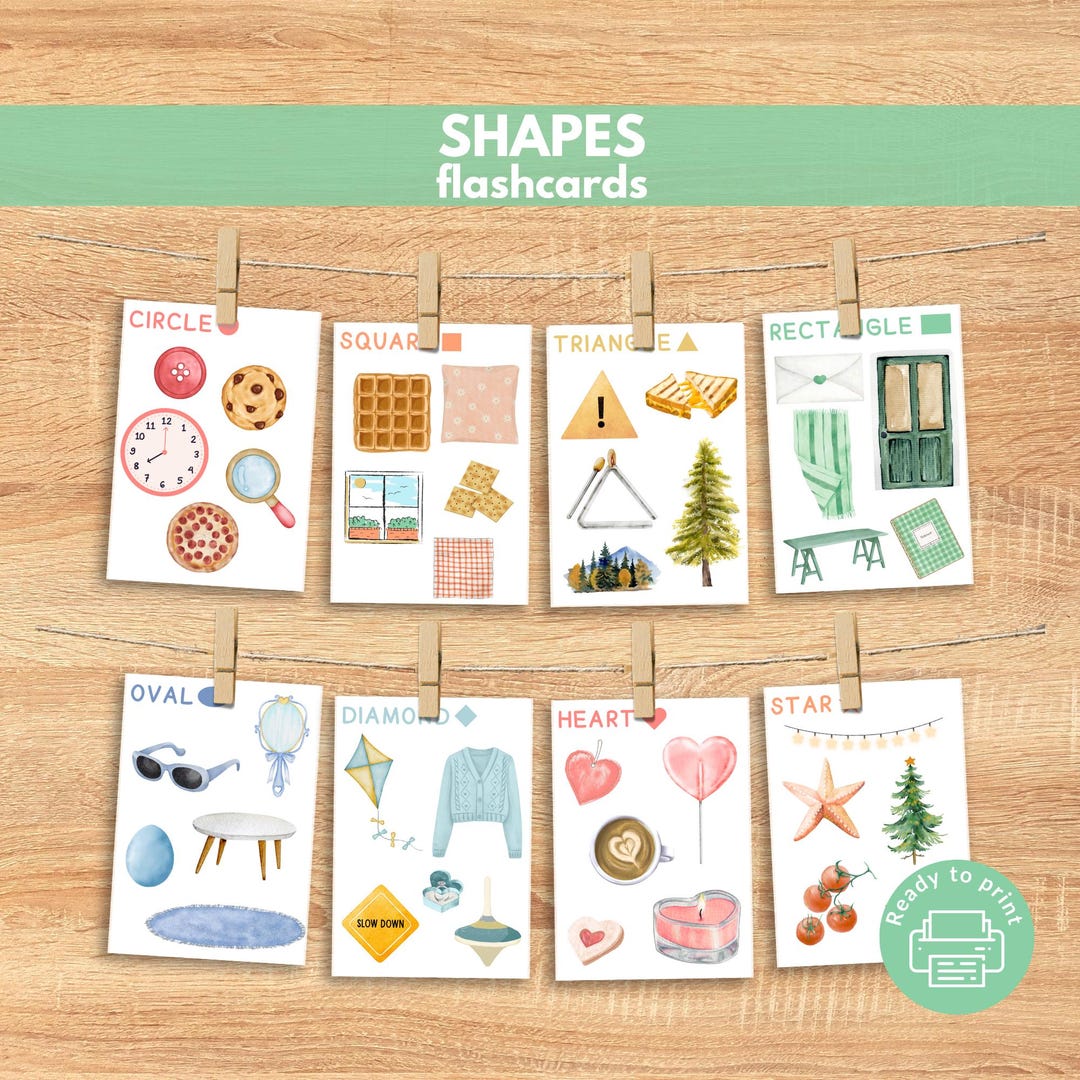 Natural Shapes Flashcards, Preschool Homeschool Curriculum (digital ...