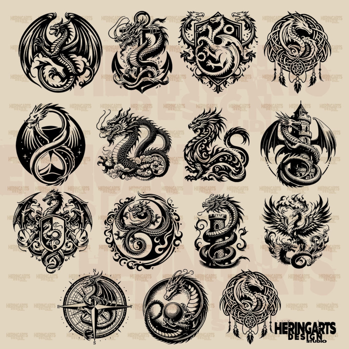 80 Dragon Scene Vector Art Graphics: SVG, PDF, PNG (digital Download ...