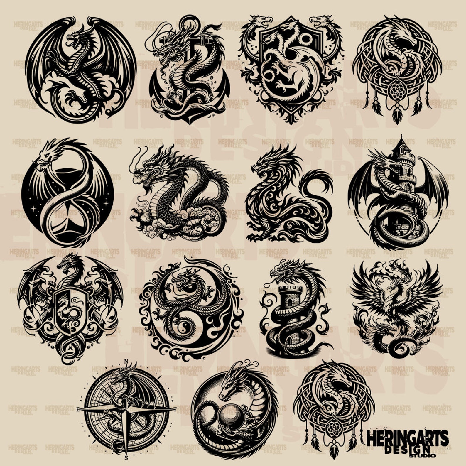 80 Dragon Scene Vector Art Graphics: SVG, PDF, PNG (digital Download ...