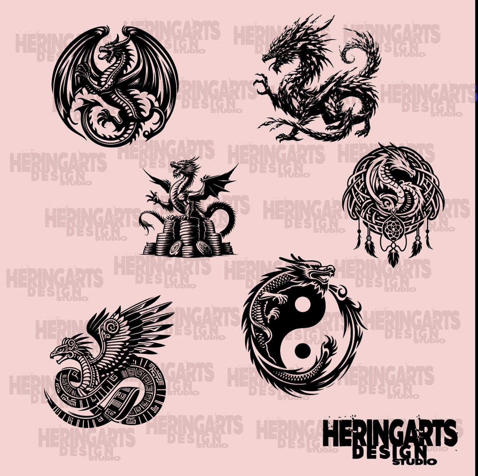 Dragon Scene Laser Engrave Artlibrary: 80 Pc Vector Graphics (lightburn ...