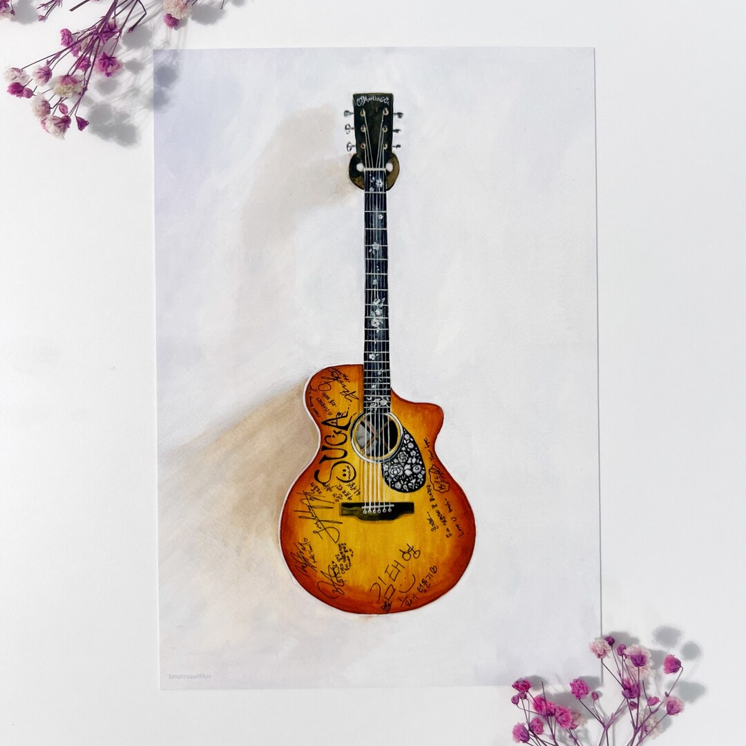 BTS Yoongi Guitar Watercolor Art Print Suga, Agust D, D-day - Etsy