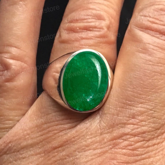 Natural Jade Men Ring Handmade Men Ring Sterling Silver Ring - Etsy