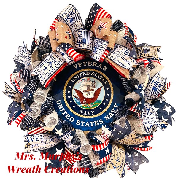 Navy Wreath - Etsy
