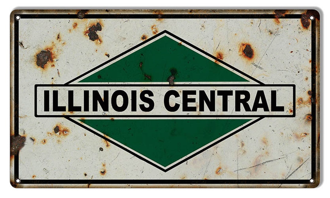 Vintage Style " Illinois Central " Railroad Logo Advertising Metal Sign ...