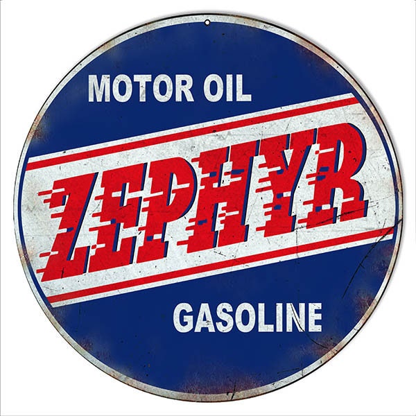 Vintage Style Nostalgic " Zephyr - Gasoline and Motor Oil " Advertising ...