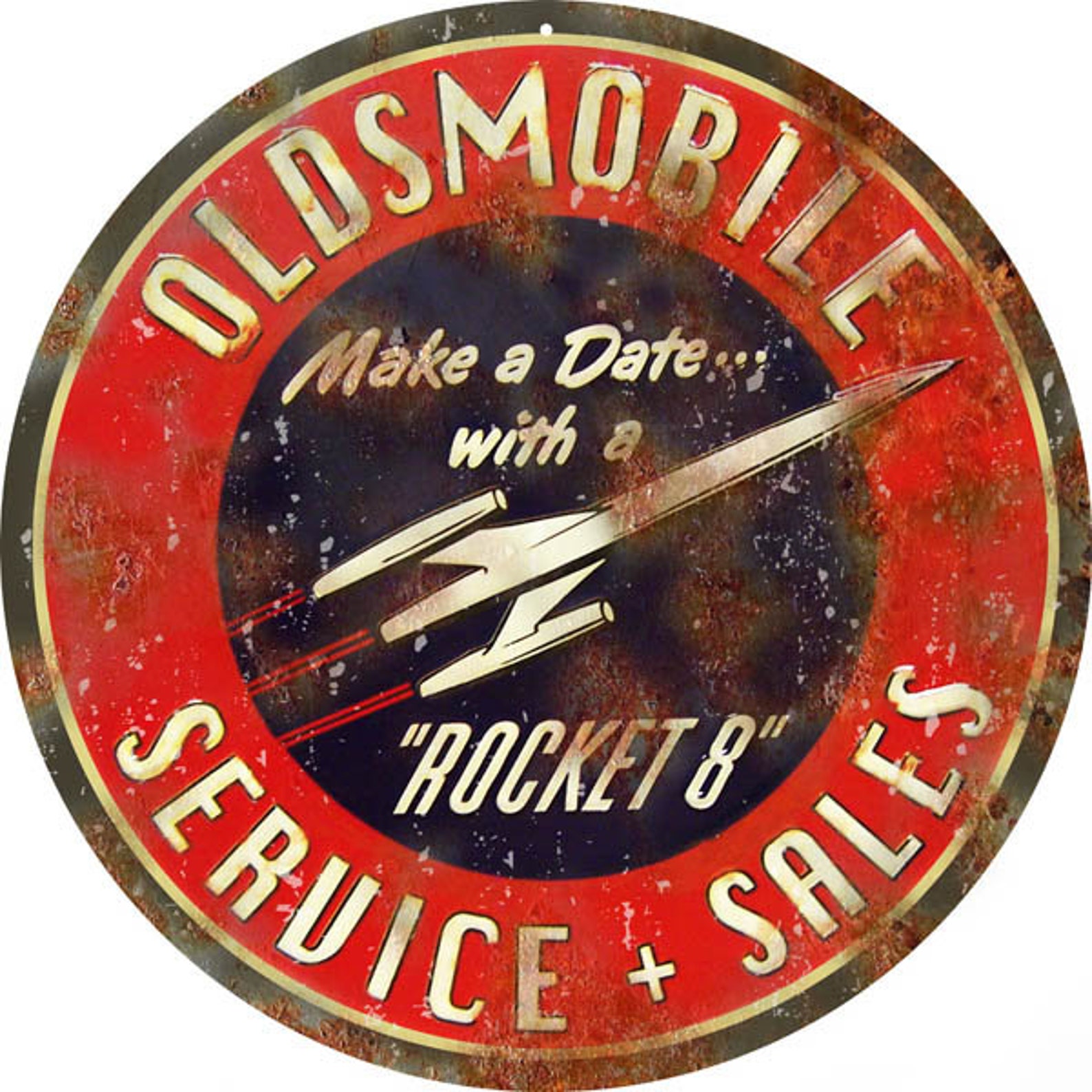 Vintage Style Nostalgic " Oldsmobile Rocket Sales and Service " Muscle ...