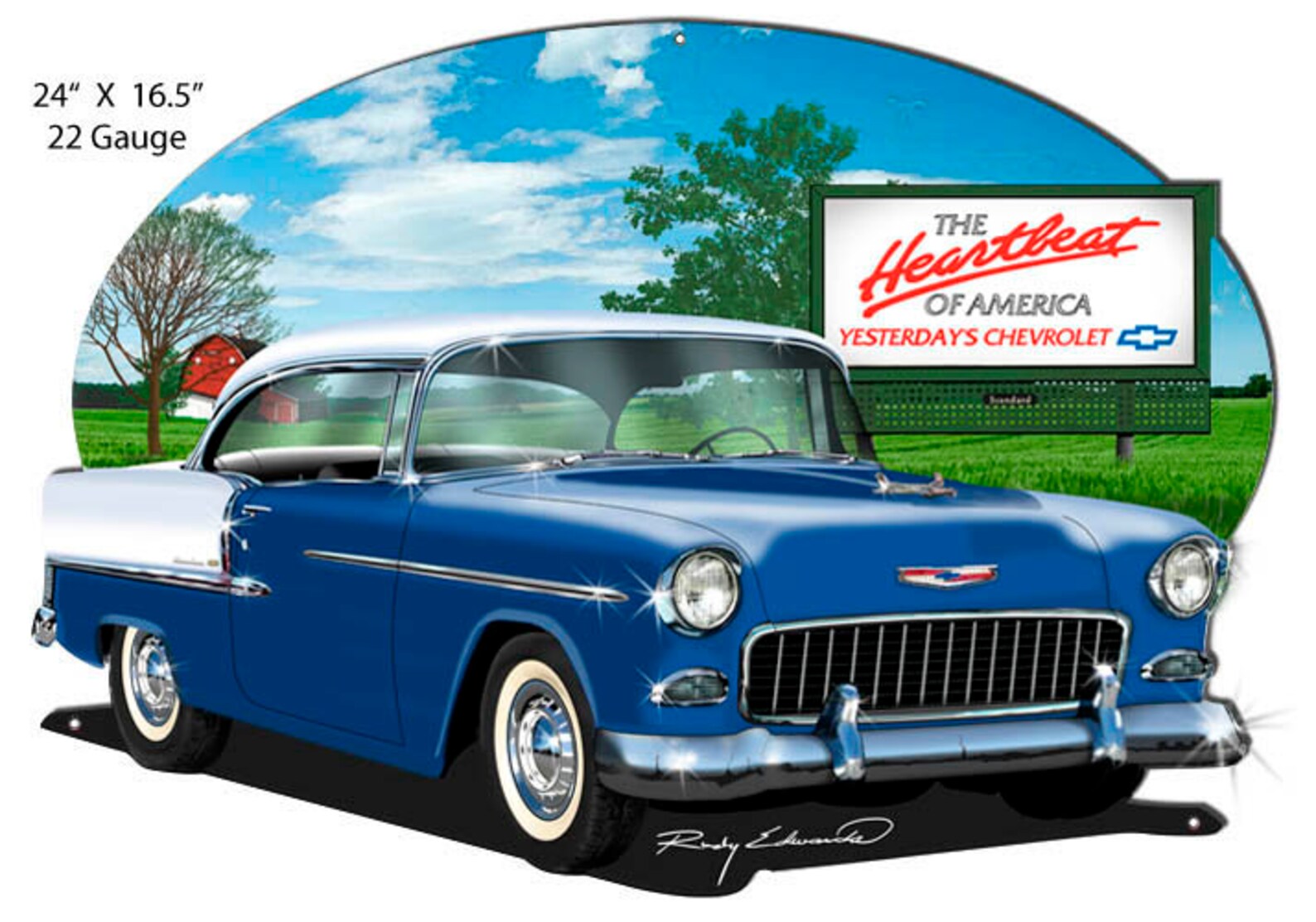 Vintage Style Nostalgic " 1955 Chevy Bel Air the Heartbeat of America ...
