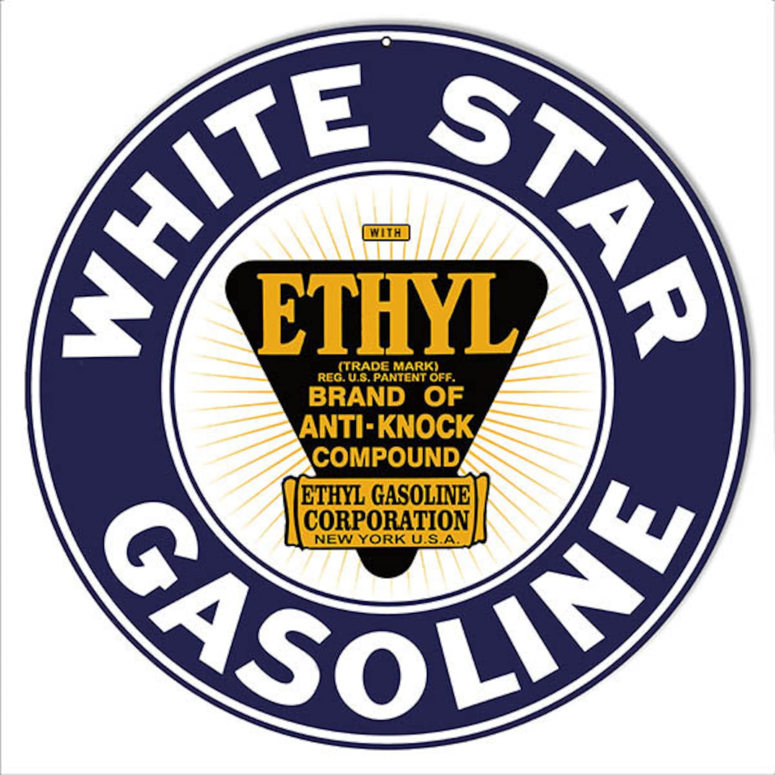 Vintage Style Nostalgic " White Star Gasoline - With Ethyl ...