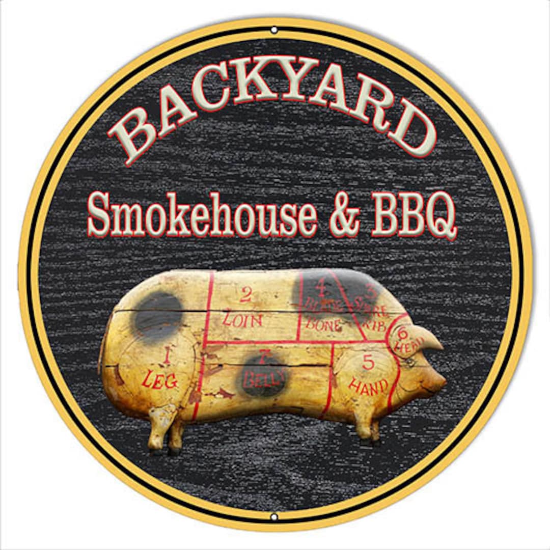 Vintage Style Nostalgic " Backyard - Smokehouse & BBQ Pig " Metal Sign ...