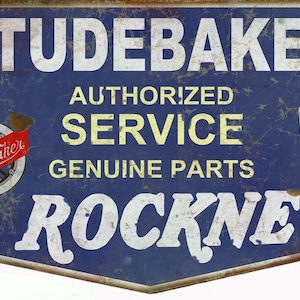 Vintage Nostalgic Style " Studebaker - Rockne Genuine Parts " Metal ...