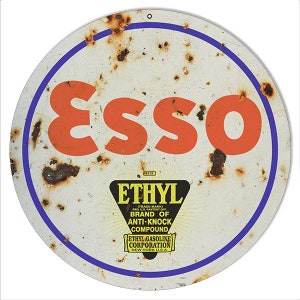 Vintage Style Nostalgic " Esso With Ethyl Gasoline " Advertising Metal ...