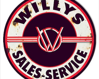 Vintage Style Nostalgic Willys Service Garage Advertising Metal Sign - Etsy