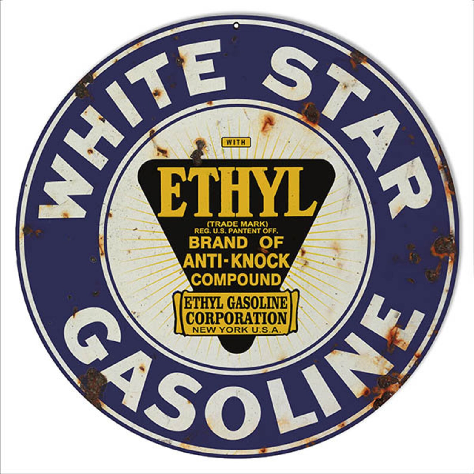 Vintage Style Nostalgic White Star Gasoline With Ethyl Advertising ...