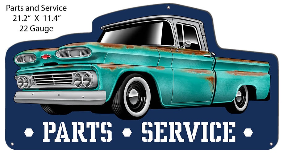 Vintage Style Nostalgic 1960 1961 Chevy Truck Parts and Service Laser Cut Metal Sign for you Garage or Man Cave