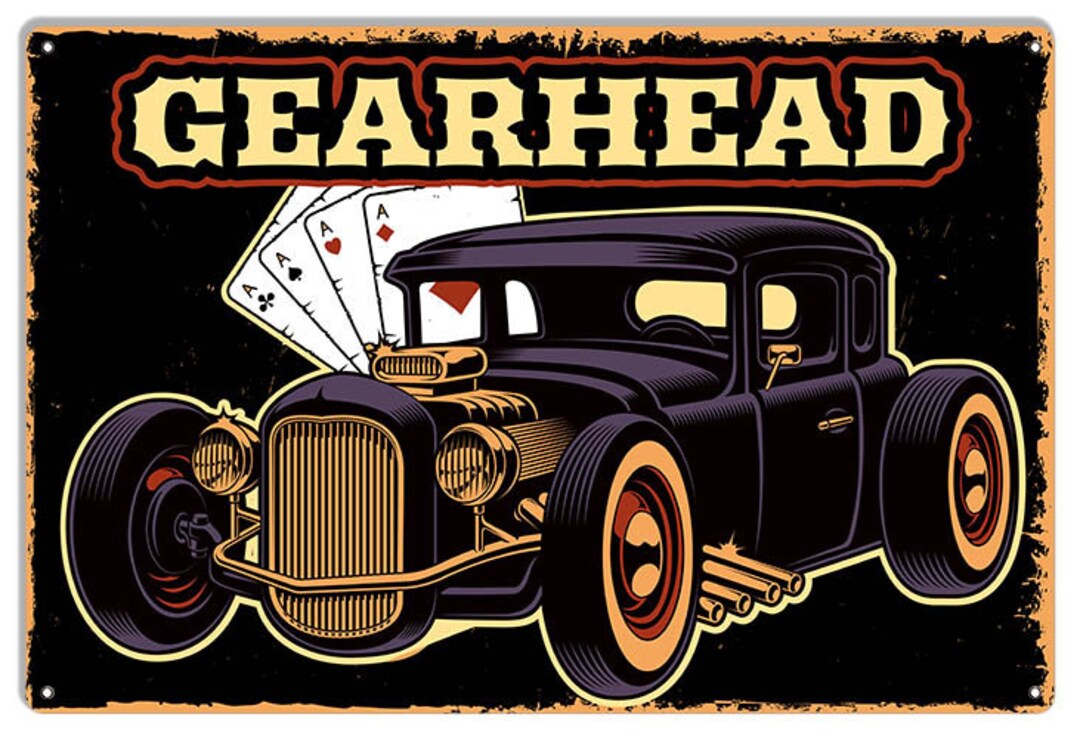 Vintage Style Nostalgic " Gearhead - Hot Rod " Metal Sign for Your ...