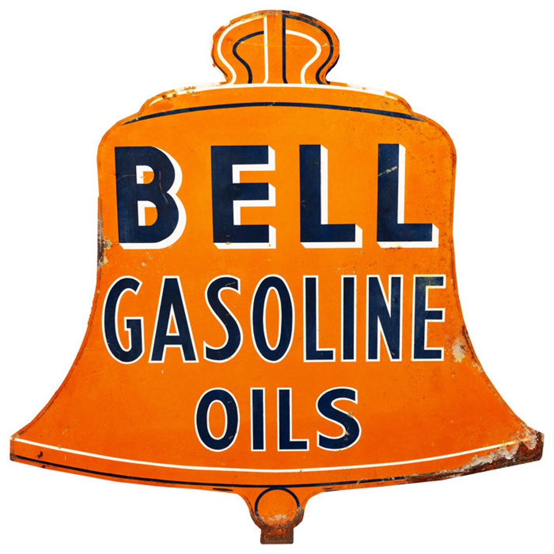 Vintage Style Nostalgic " Bell Gasoline Oils " Laser Cut Metal Sign for ...