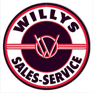 Vintage Style Nostalgic " Willys Sales & Service " Metal Sign for Your ...