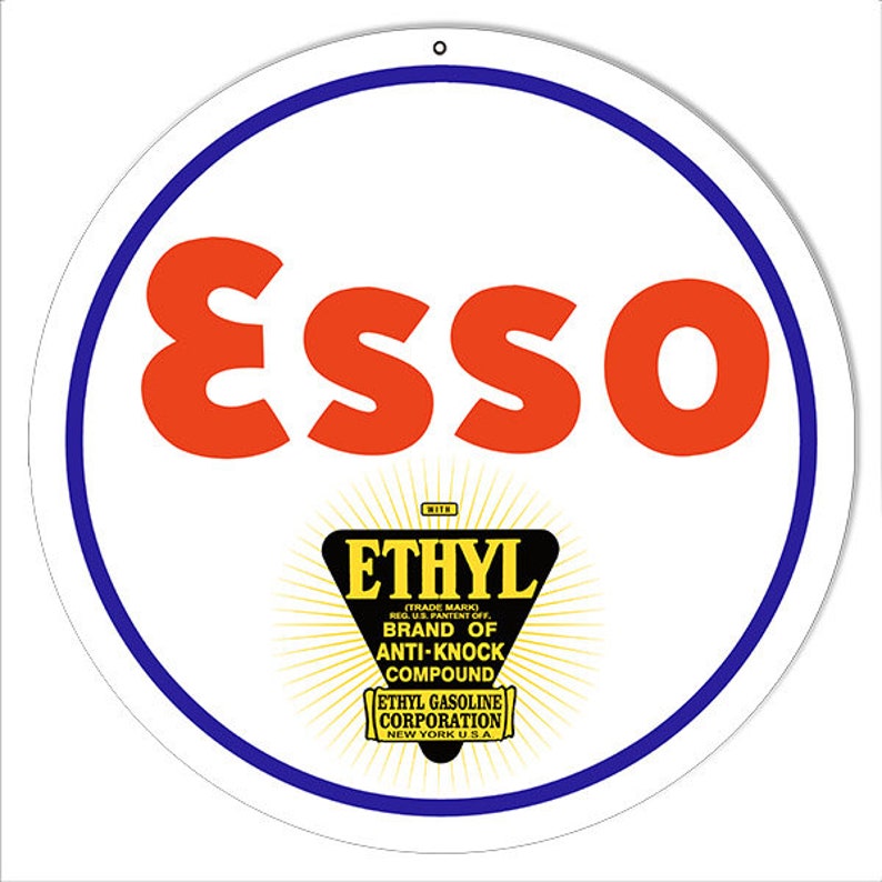 Vintage Style Nostalgic " Esso With Ethyl Gasoline " Advertising Metal ...
