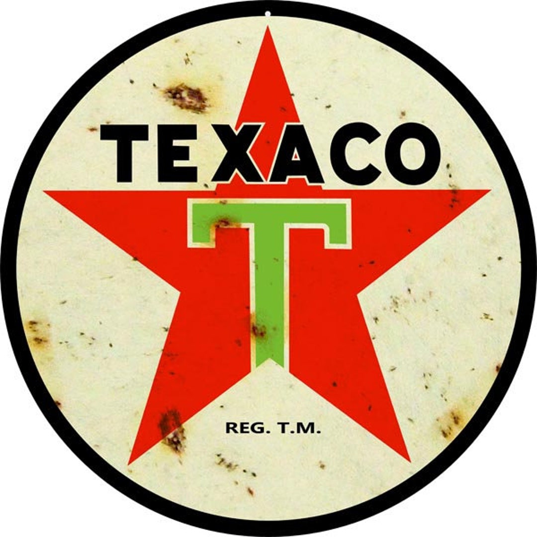 Vintage Style Nostalgic " Texaco Star - 1936 Logo " Oil Gasoline Garage ...