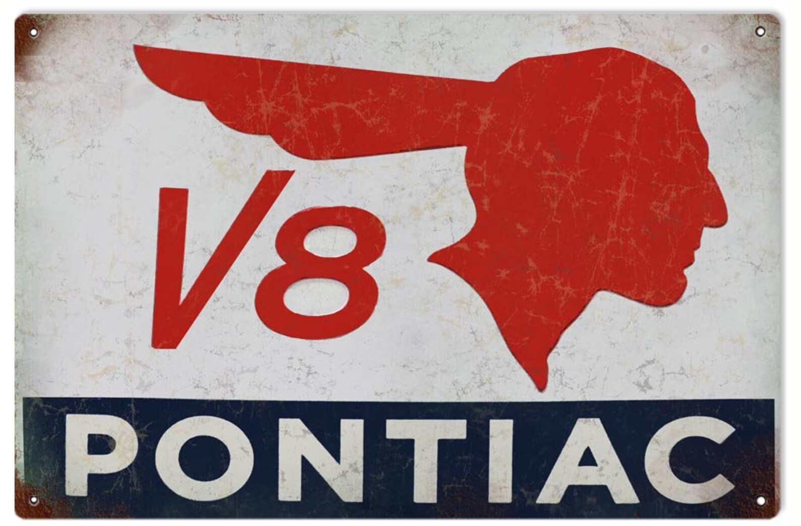 Vintage Style Nostalgic " V8 Pontiac Chief " Metal Sign for Your Garage ...