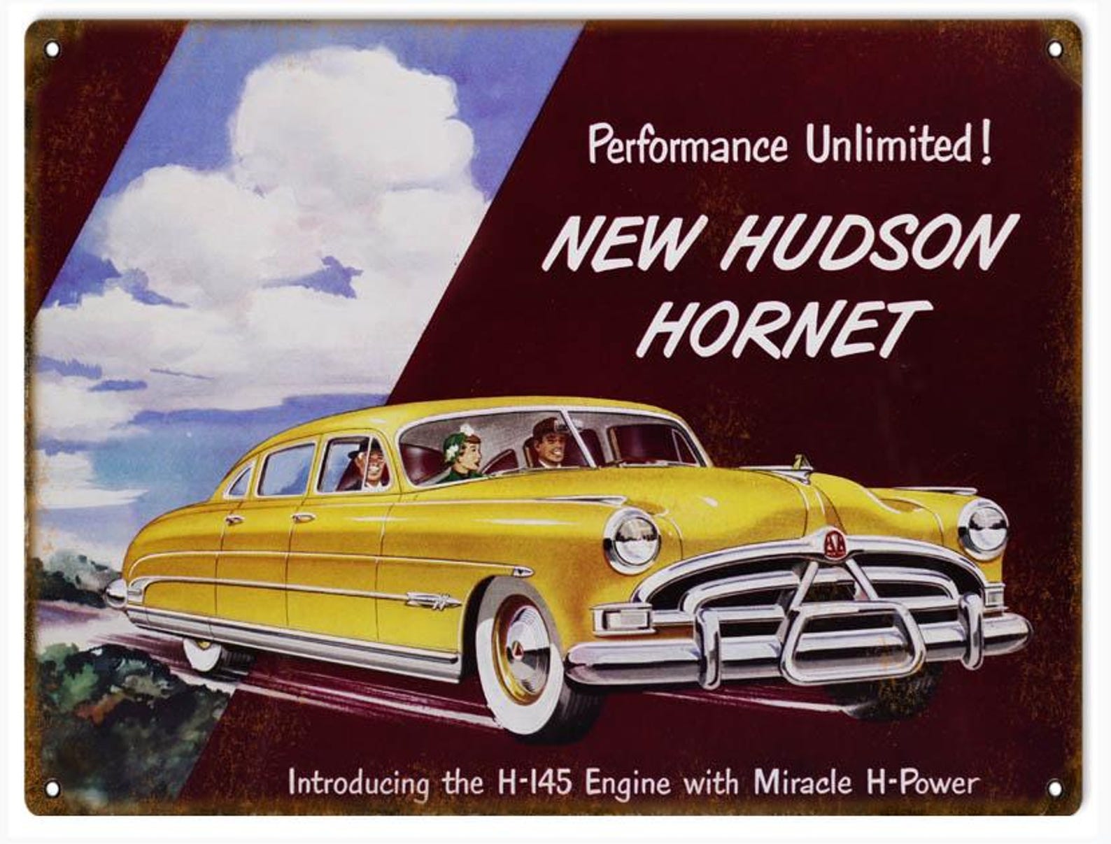 Vintage Style Nostalgic " New Hudson Hornet " Advertising Metal Sign - Etsy