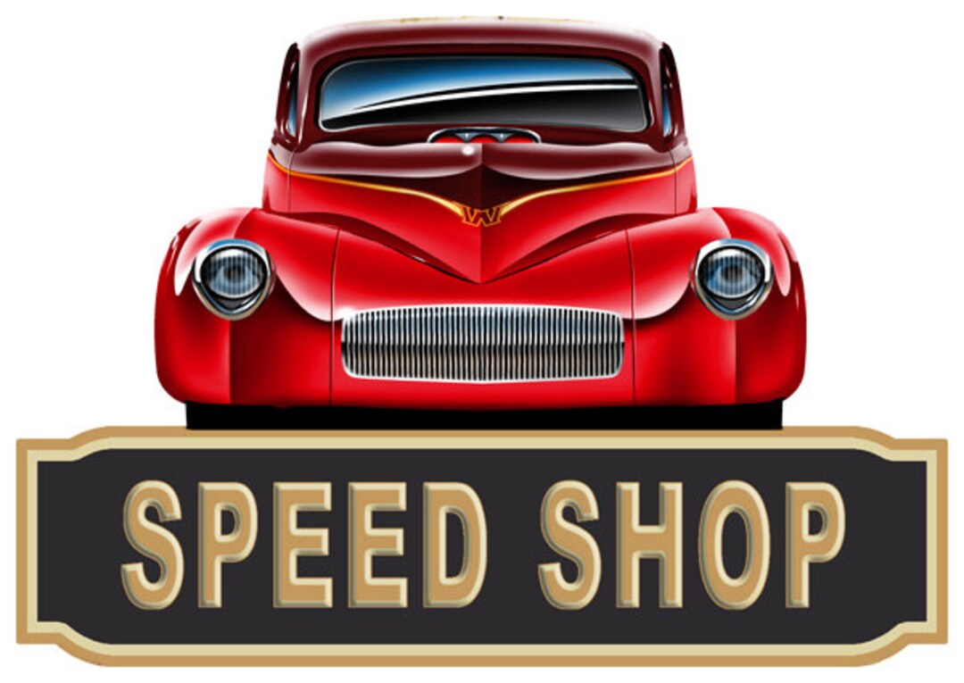 Vintage Style " Speed Shop " Laser Cut Metal Sign - Etsy
